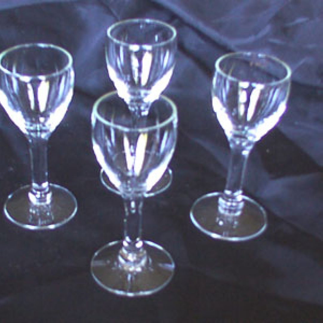 Nice Set of Four Clear Glass Cordials - Always Treasured